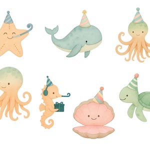 54 Watercolor Mermaid Birthday Party Clipart Pastel Cute Mermaid Ocean ...