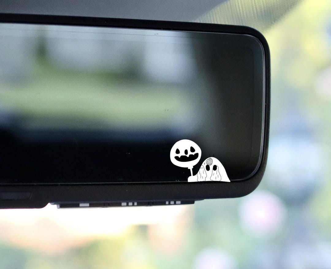 Cute Ghost Peeker, Ghost With Balloon, Car Mirror Decal, Scream Mirror ...