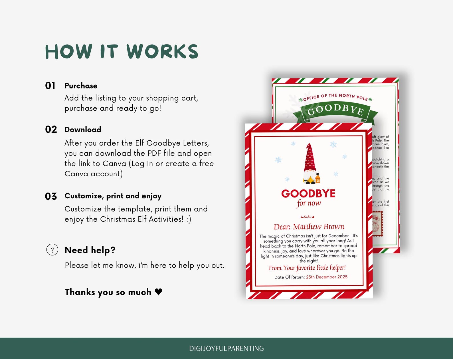 Elf Goodbye Letter|elf Letter|elf Printable|elf Departure Letter ...