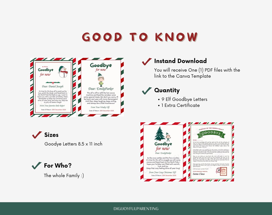 Elf Goodbye Letter|elf Letter|elf Printable|elf Departure Letter ...