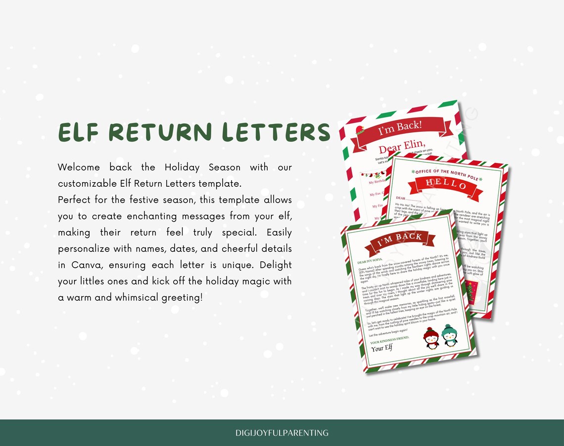 Elf Return Letters |elf Arrival Letter|elf Welcome Letter|elf on the ...