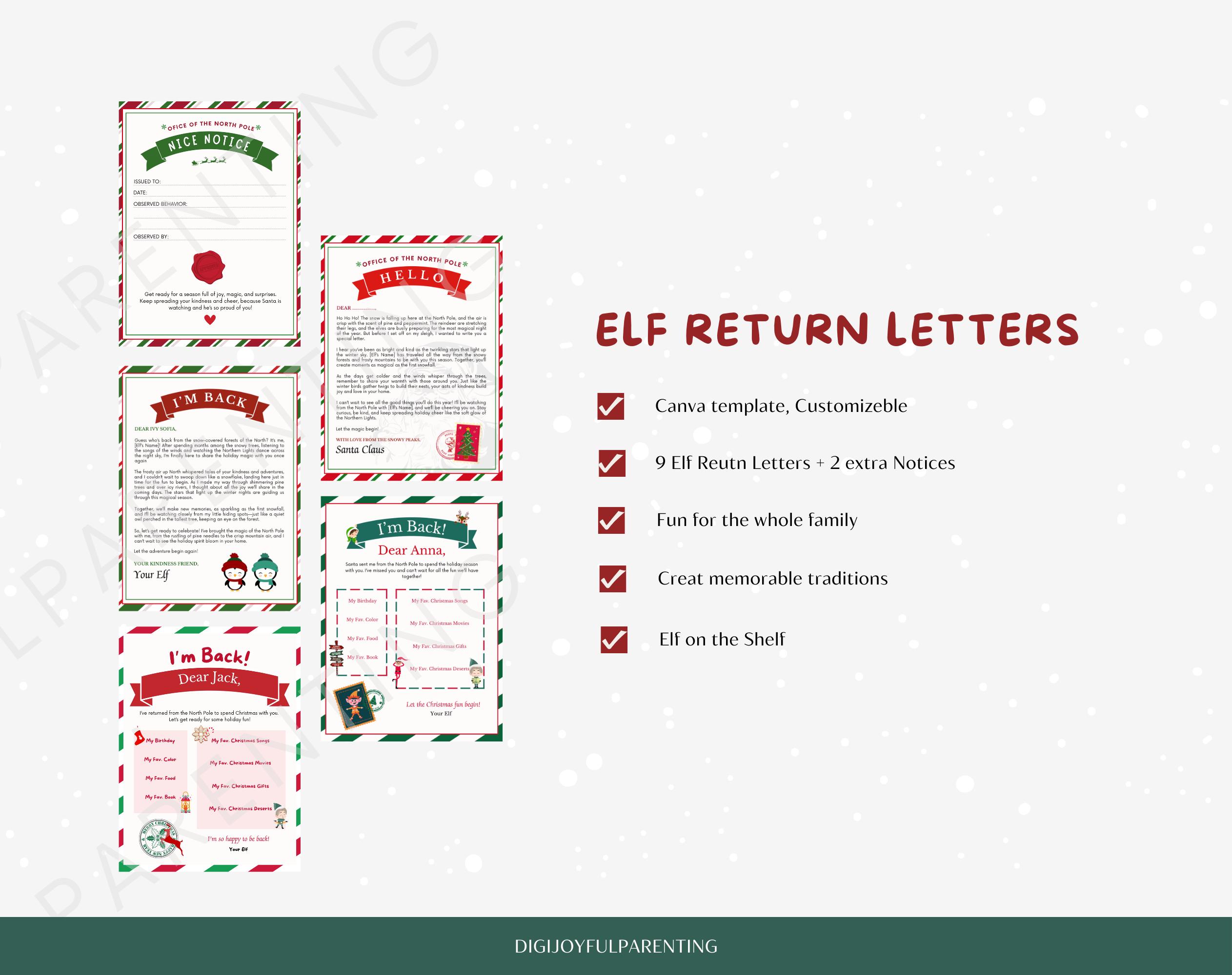 Elf Return Letters |elf Arrival Letter|elf Welcome Letter|elf on the ...