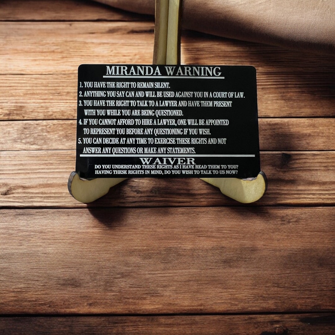 Metal Miranda Warning Card - Etsy