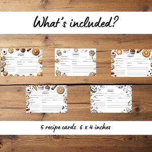 Printable Dessert Recipe Cards, 5 Editable Recipe Templates, Baking ...