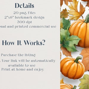 Halloween, Pumpkins, Autumn Printable Bookmark. Autumn Pumpkin Digital ...
