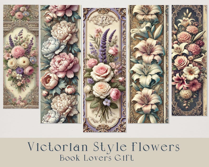 Floral Printable Bookmarks Set, 20 PNG Floral Bookmarks Design ...