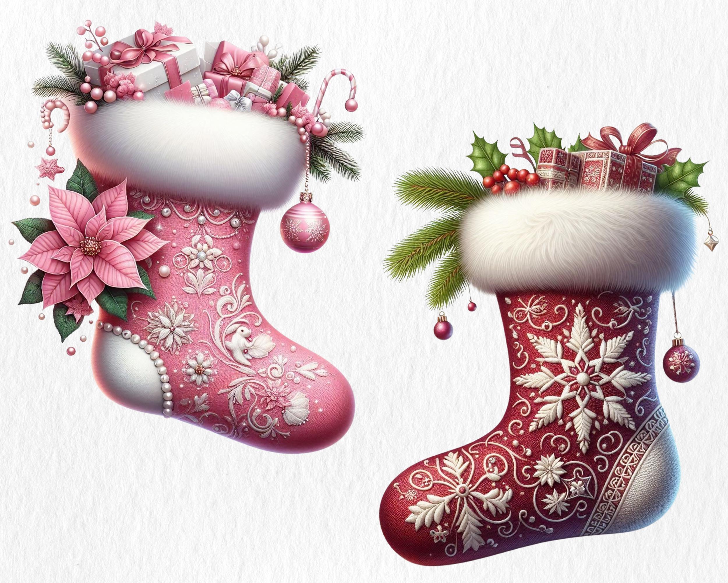 Christmas Stocking Clipart 10 High Quality PNG, JPG. DIY Card Making ...