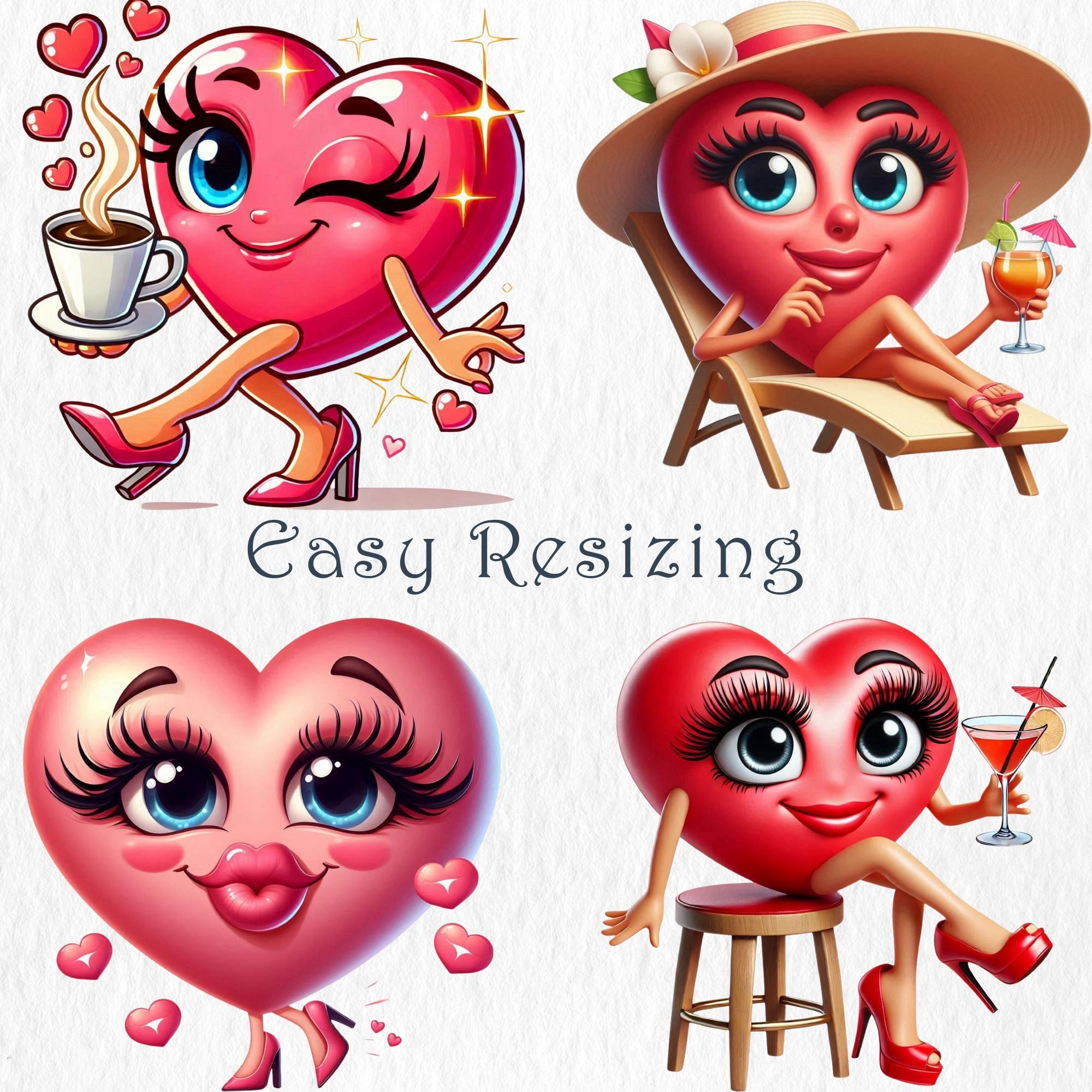 Cute Heart Girl Clipart. Valentine’s Day Heart Digital Art Bundle ...