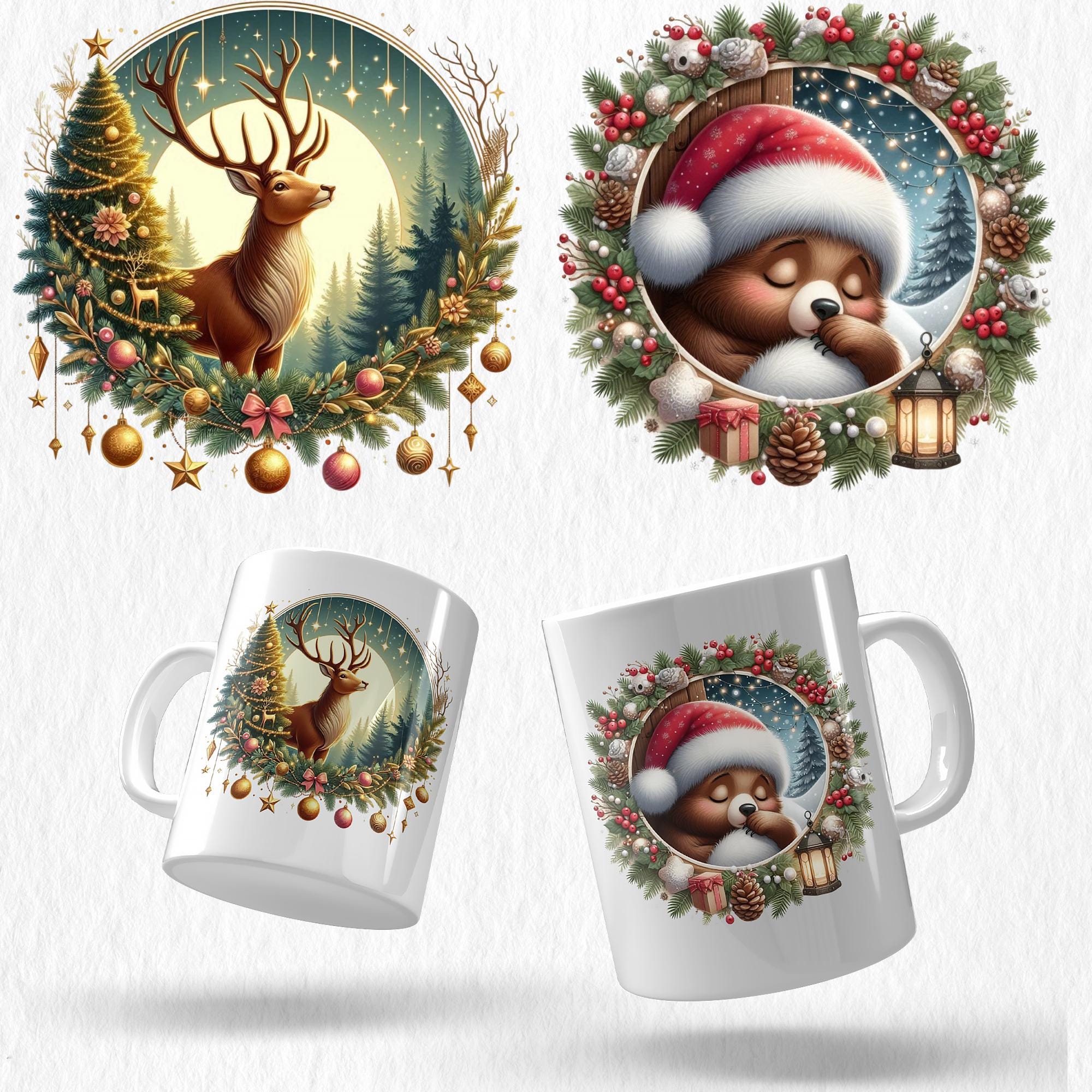 20 Woodland Christmas Animal Cliparts- Festive Winter Decor With Fox ...