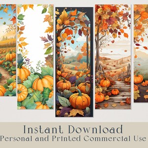 Halloween, Pumpkins, Autumn Printable Bookmark. Autumn Pumpkin Digital ...