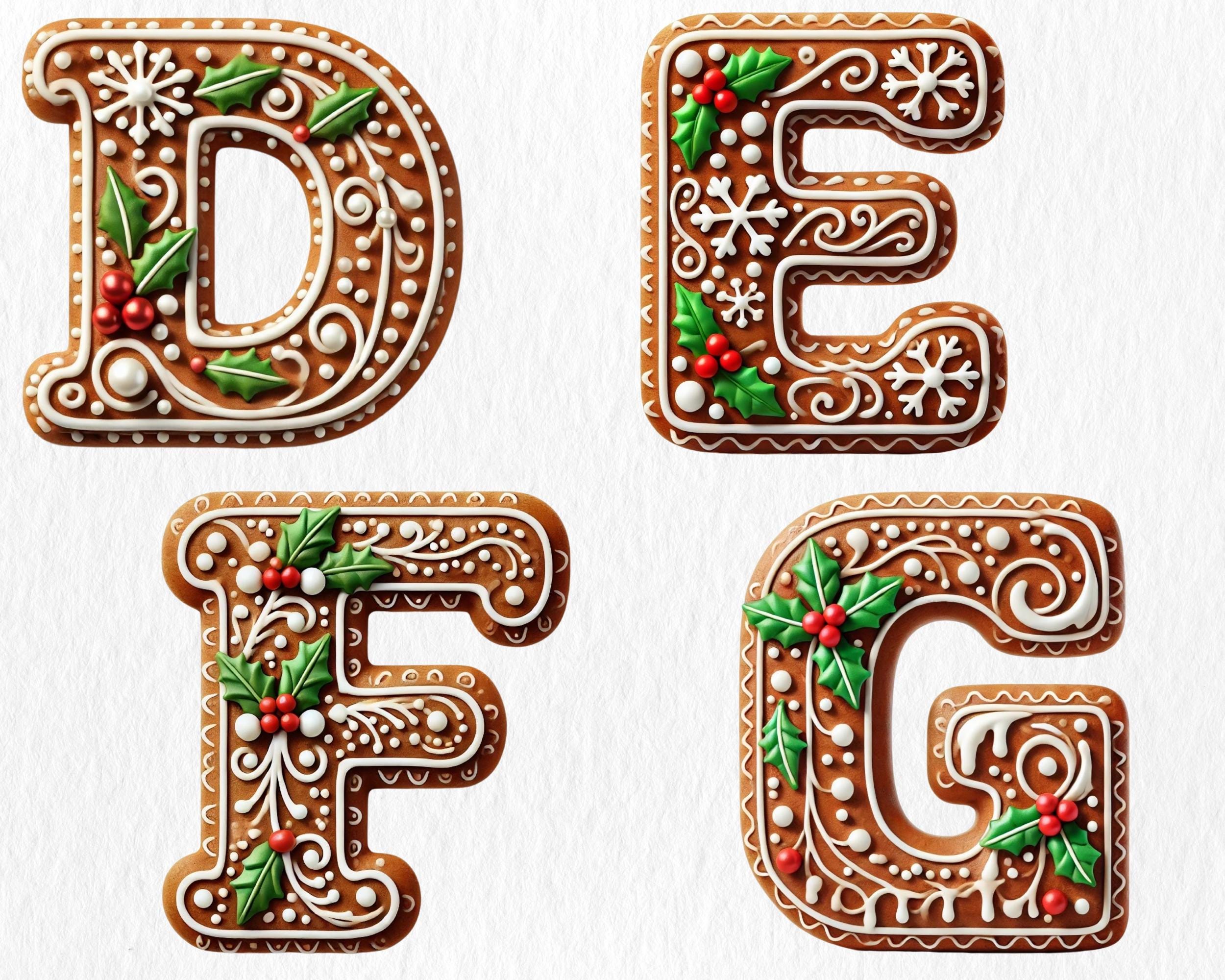 Gingerbread Alphabet Letters Clipart| Christmas Cookie-themed Alphabet ...