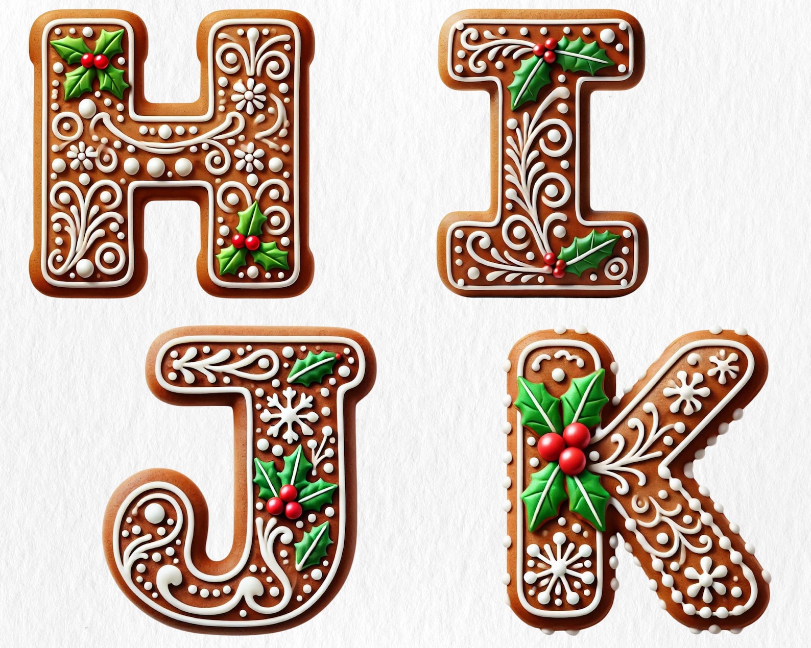 Gingerbread Alphabet Letters Clipart| Christmas Cookie-themed Alphabet ...