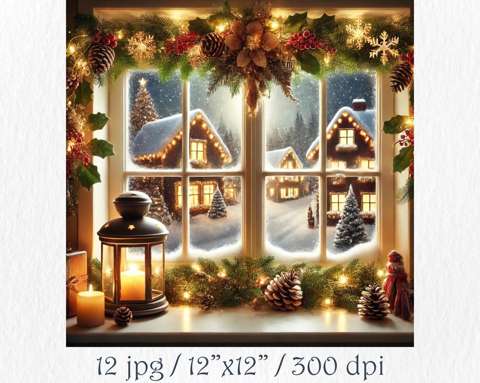 Cozy Christmas Home Clipart, 12 JPG, Festive Window View, Holiday Decor ...
