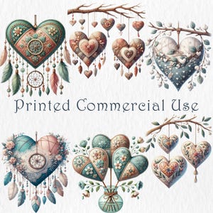 Boho Heart Clipart. Boho Hearts Isolated on White PNG & JPG. Rustic ...