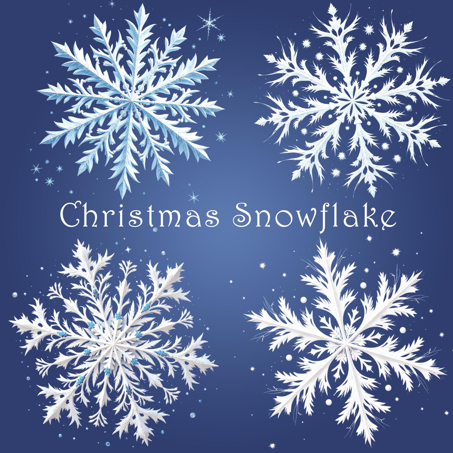 Christmas Snowflake Clipart. White Snowflakes, Moon and Crescent PNG ...