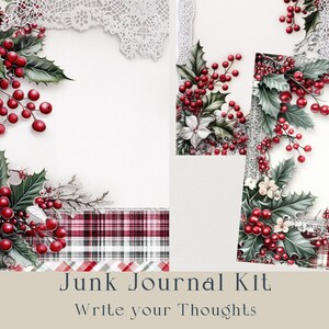 Christmas Holly Leaves Berries Printable Paper Kit, 40 Png. Vintage ...