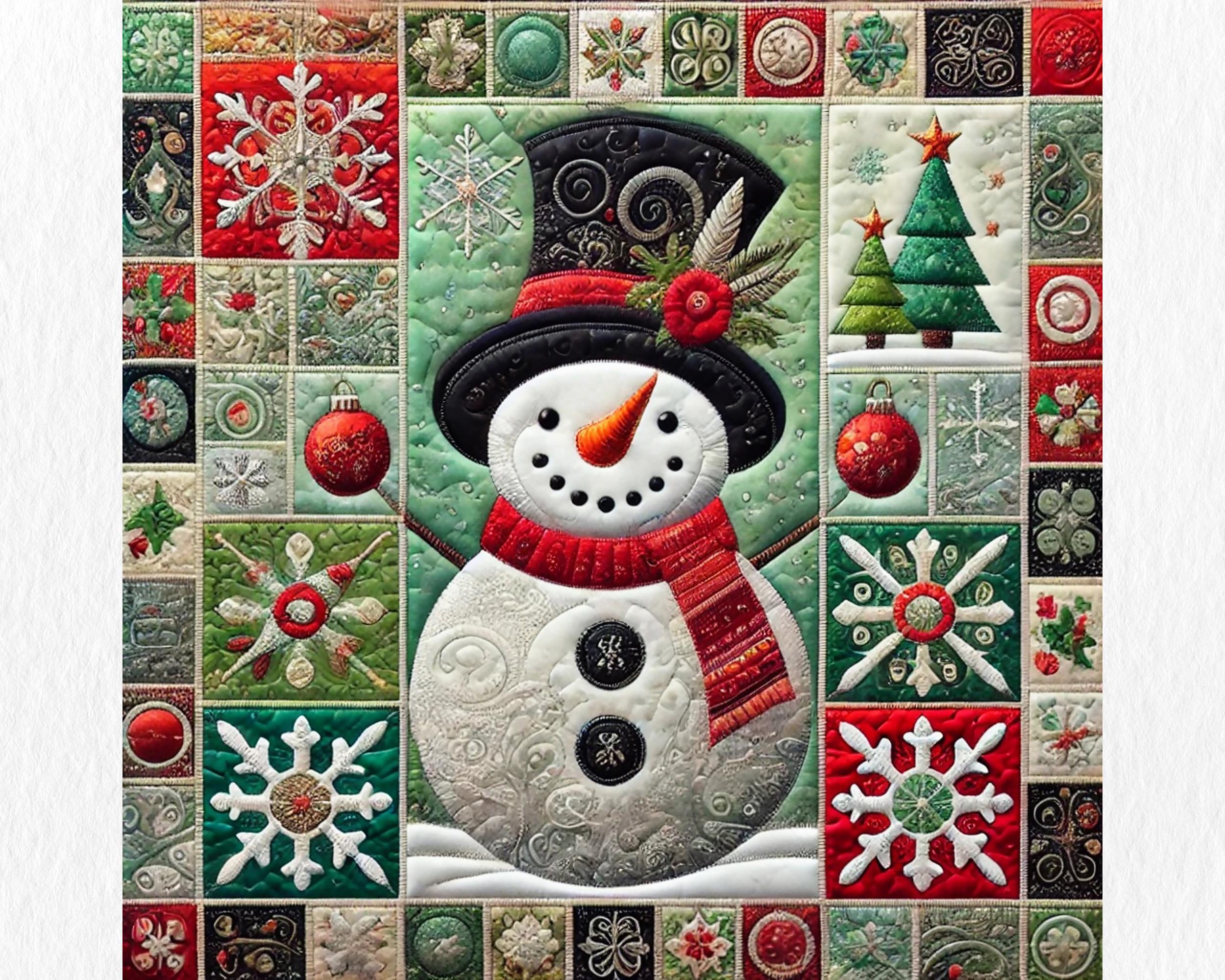 Cozy Cristmas Quilt Clipart. Winter Art Decor Kit - Candles, Snowman ...