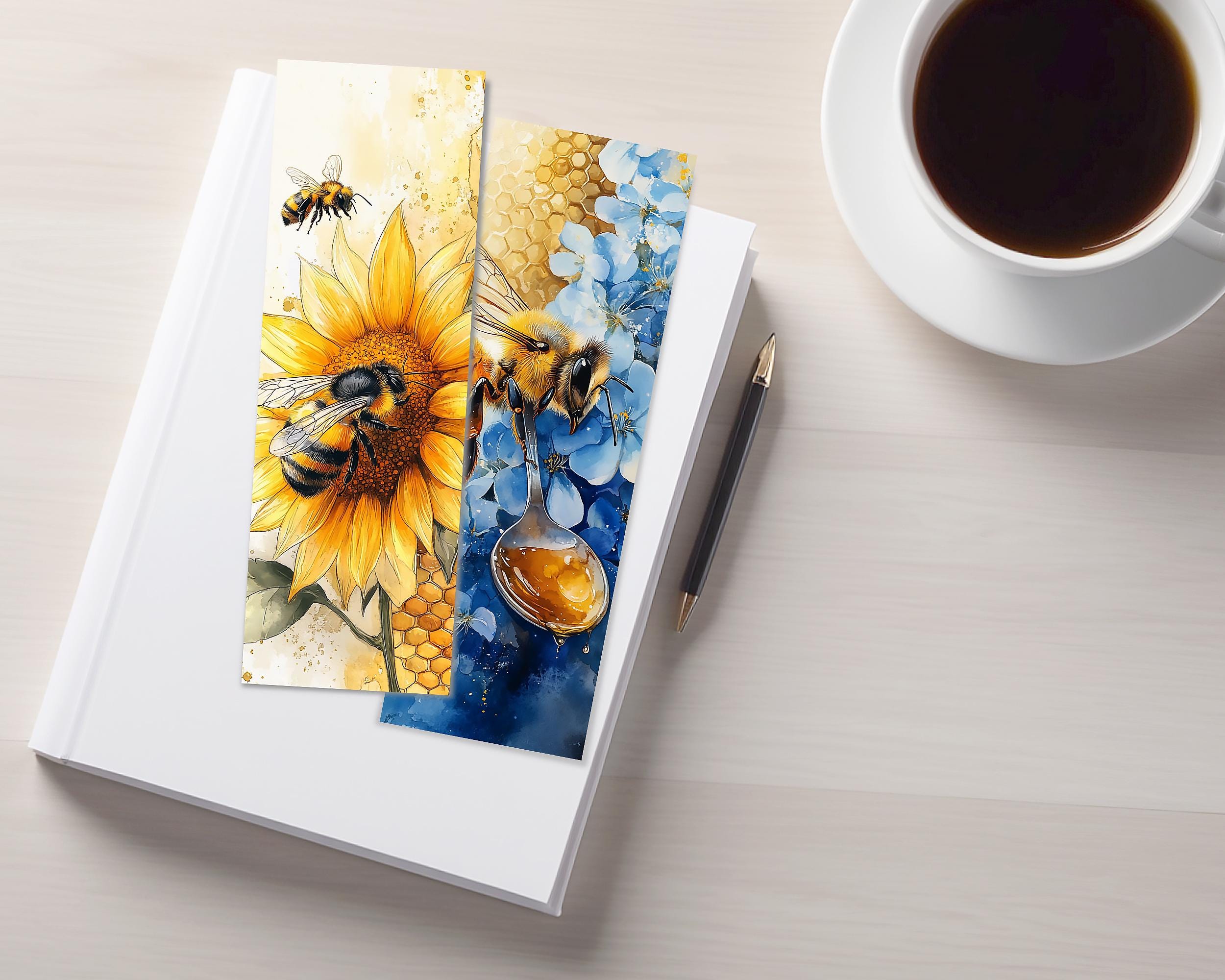 Honey Bee Watercolor Printable Bookmarks Set. Digital Instant Download ...