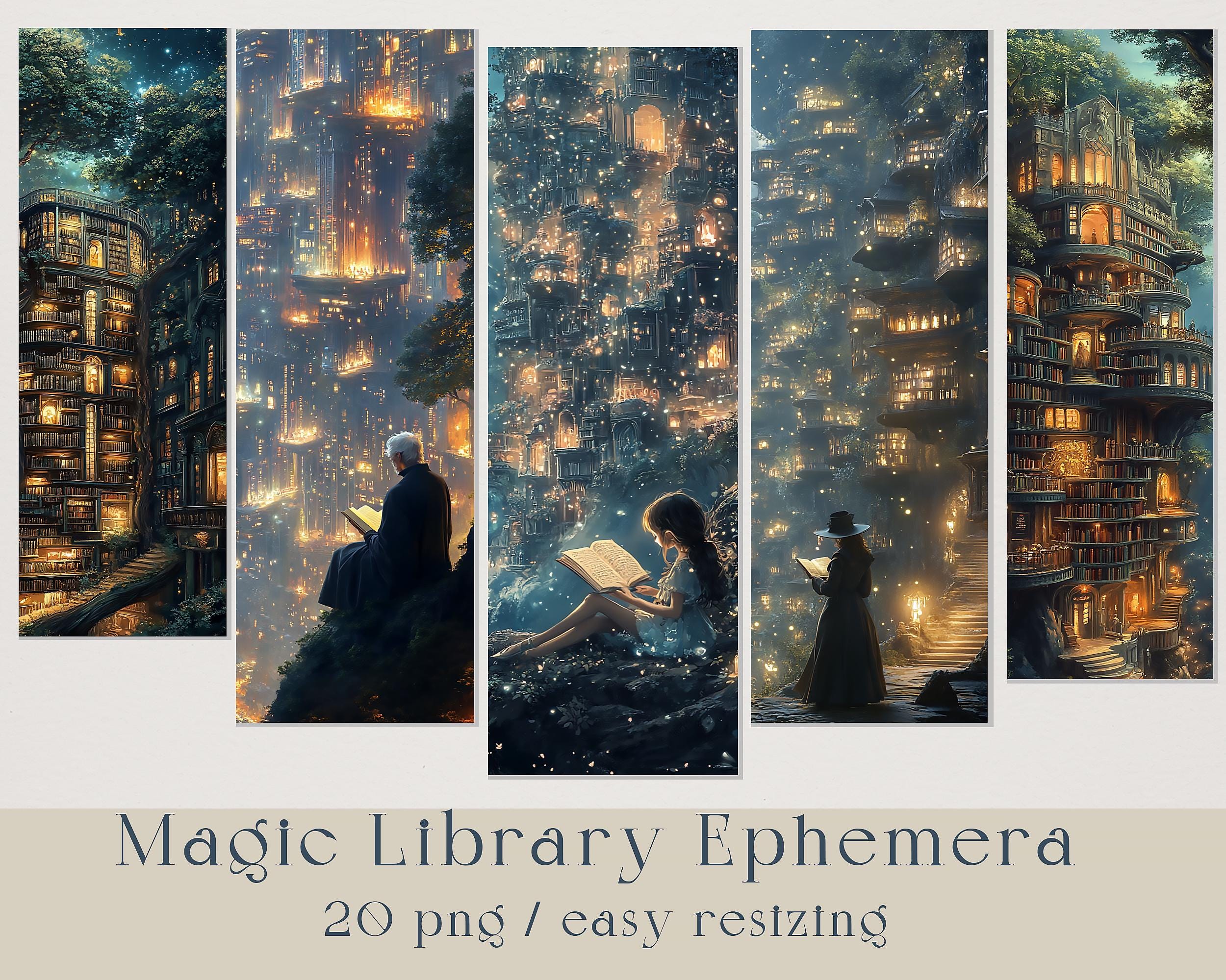 Magic Ephemera Library Bookmarks, 20 Png. Cute Printable Bookmarks ...