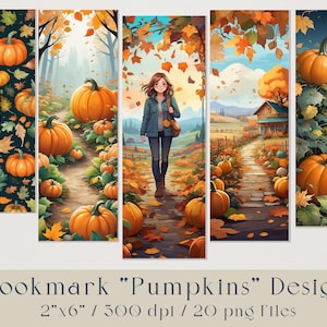 Halloween, Pumpkins, Autumn Printable Bookmark. Autumn Pumpkin Digital ...