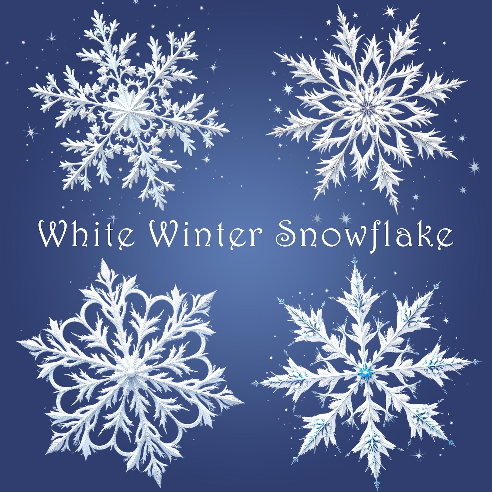 Christmas Snowflake Clipart. White Snowflakes, Moon and Crescent PNG ...