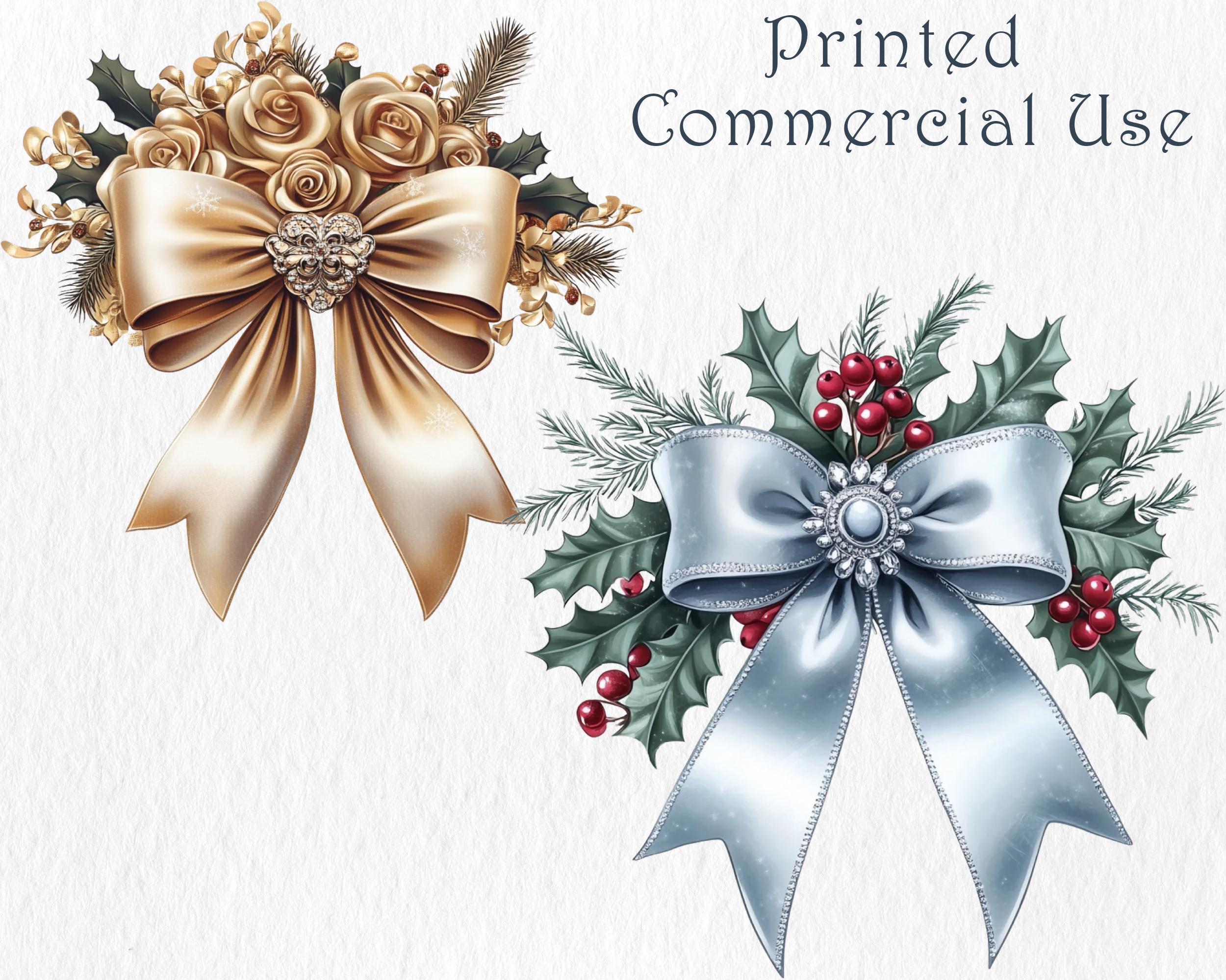 Christmas Bow Clipart Kit. Holiday Luxurious Baroque Decorative Bows ...