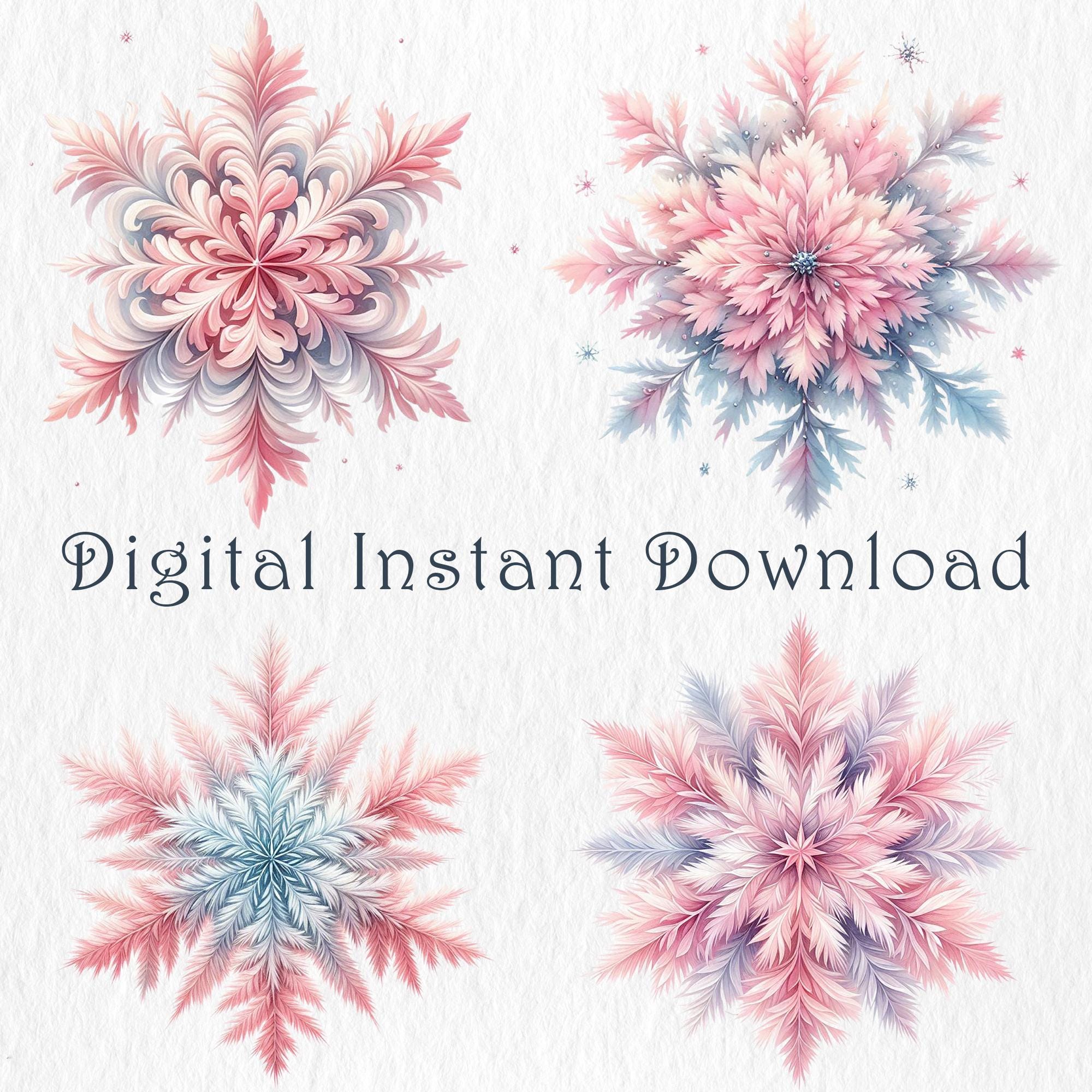 Snowflake Clipart Set – 17 Winter Watercolor Snowflakes PNG, Christmas ...