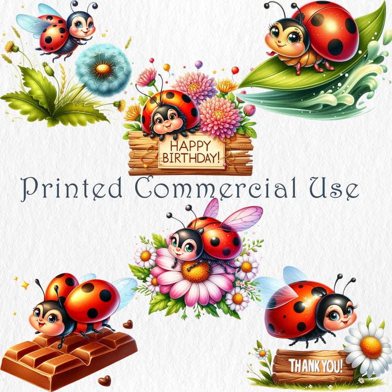 Watercolor Cute Ladybug Clipart. Baby Shower Clipart. DIY Birthday ...