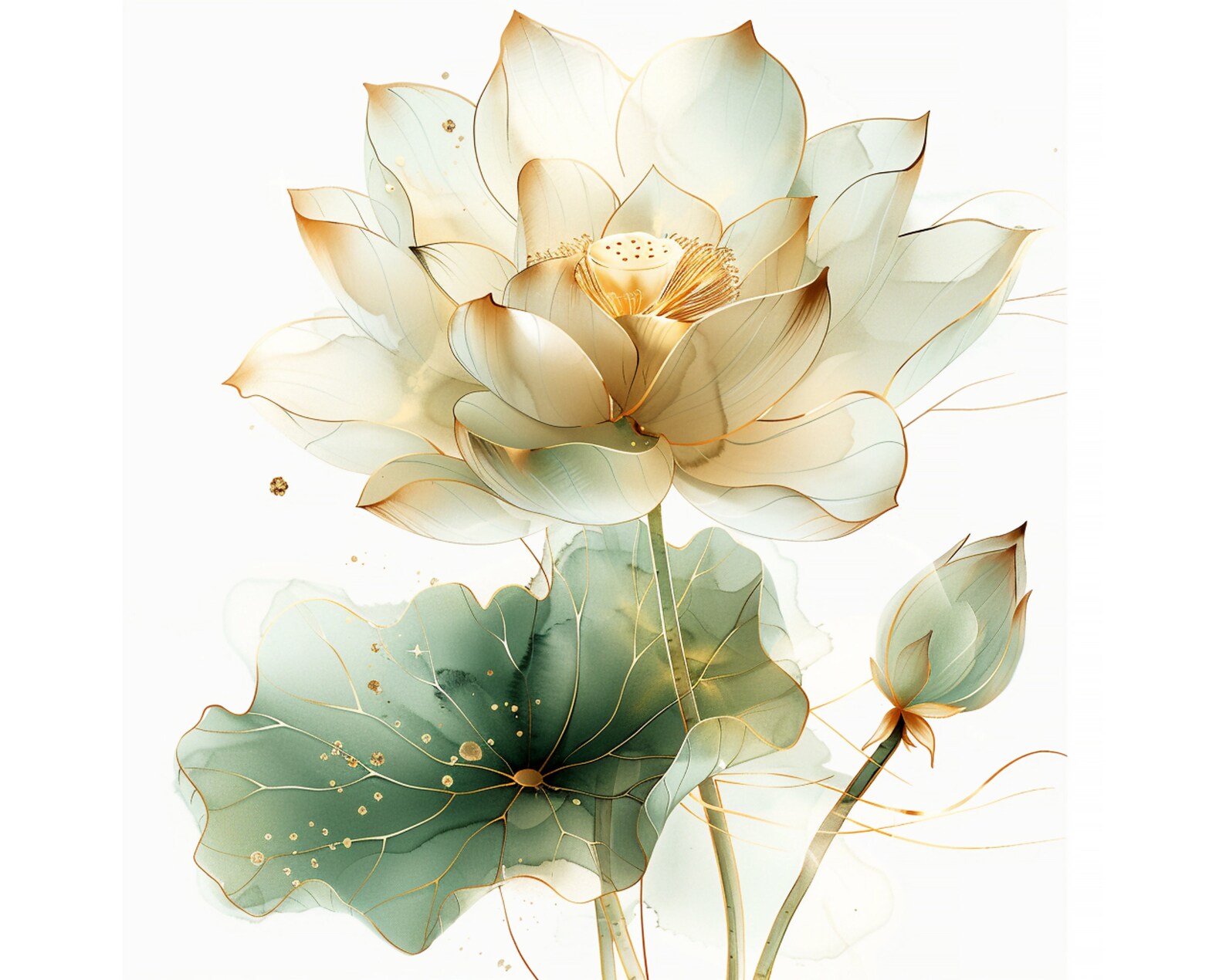 Printable Pressed Lotus Flowers. Digital Pressed Flowers Sublimation ...