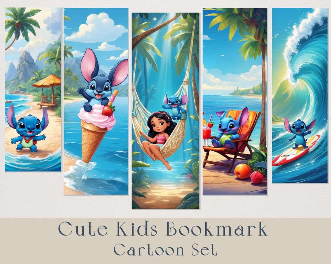 Cute Summer Cartoon Bookmarks – Printable Beach Bookmarks for Kids ...