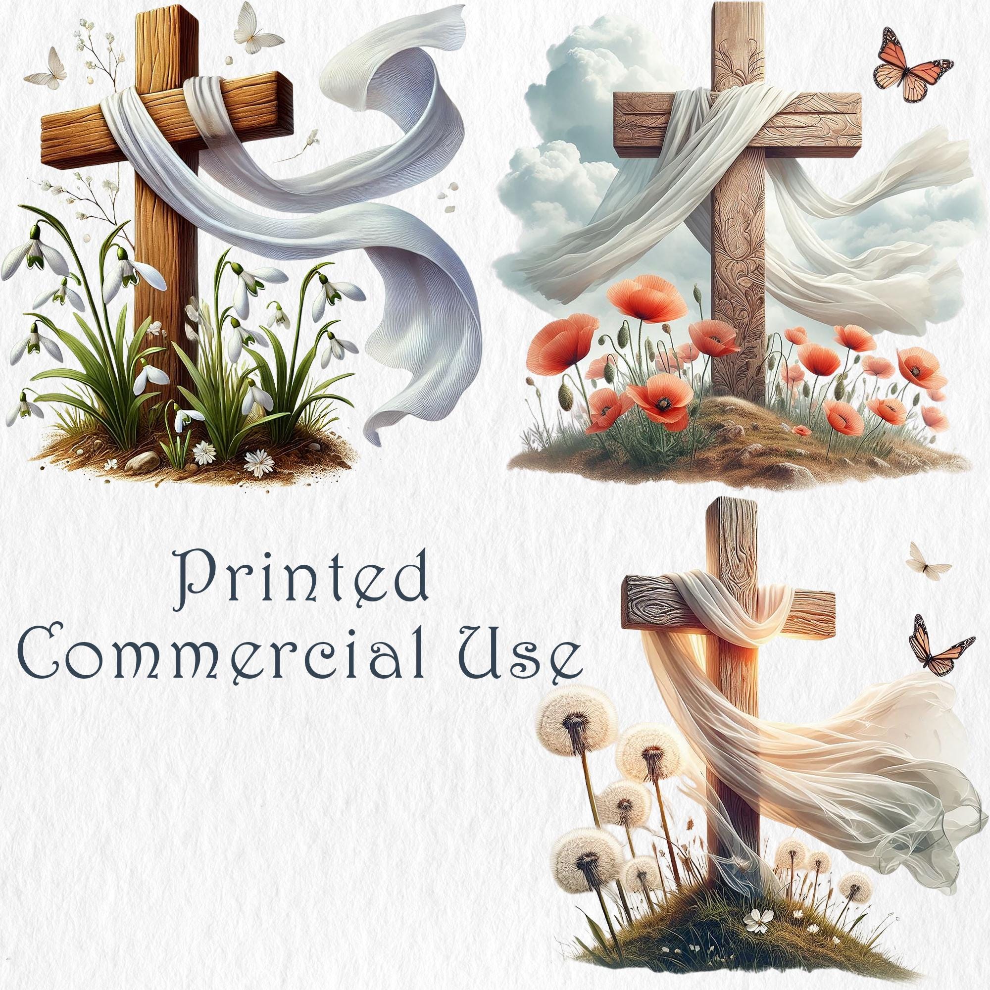 Watercolor Easter Cross Clipart – Christian Cross With White Drape ...