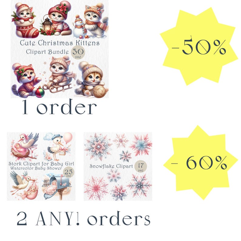 Christmas Kittens Clipart Bundle. Winter Cat 30 PNG. Holiday Kitty ...