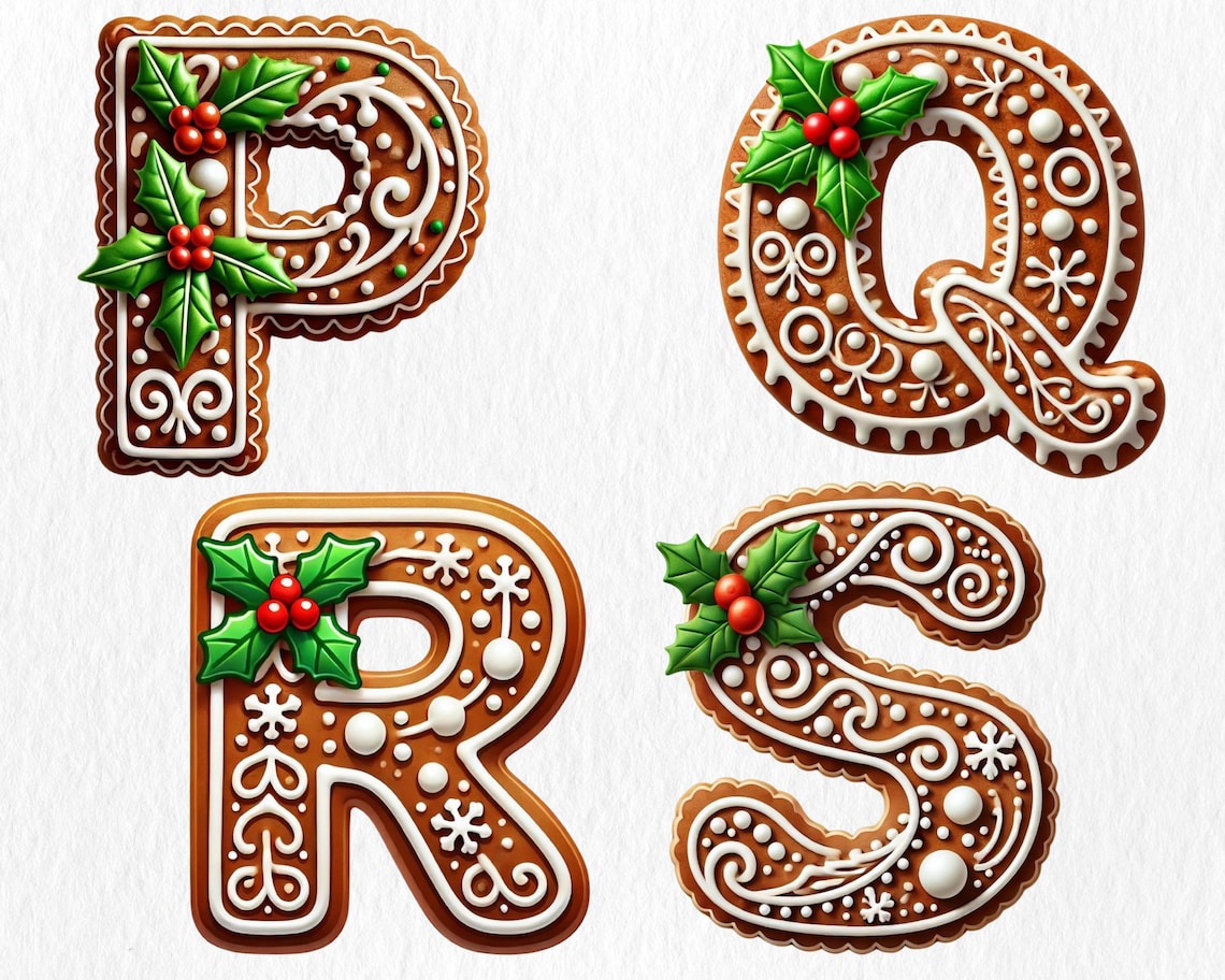 Gingerbread Alphabet Letters Clipart| Christmas Cookie-themed Alphabet ...