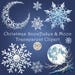 Christmas Snowflake Clipart. White Snowflakes, Moon and Crescent PNG ...