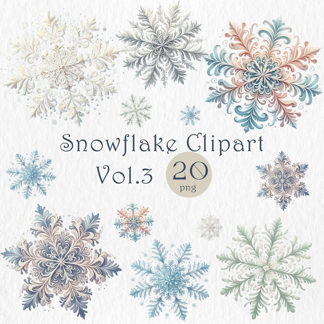 Christmas Snowflake Clipart, Winter Watercolor Snowflakes PNG ...