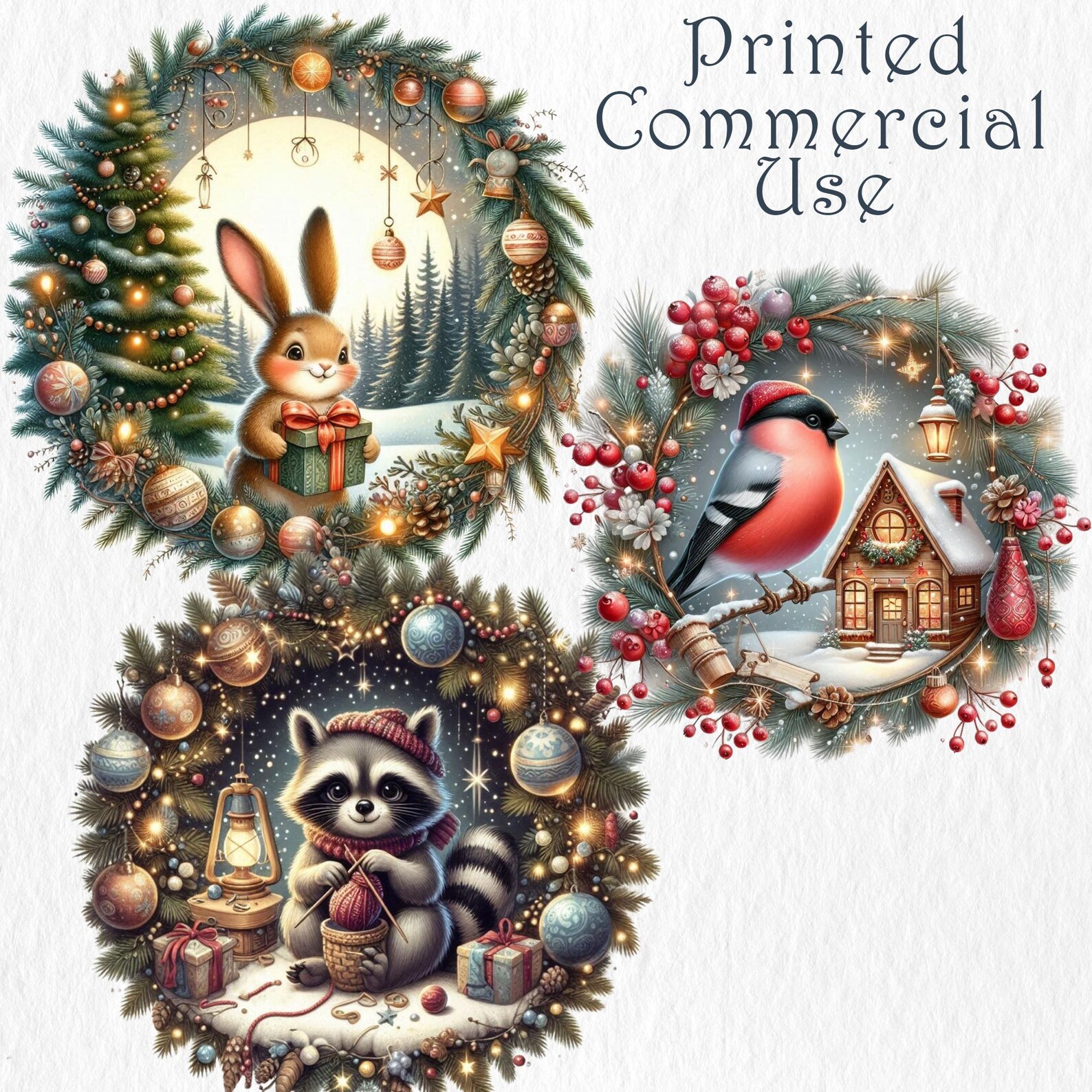 20 Woodland Christmas Animal Cliparts- Festive Winter Decor With Fox ...