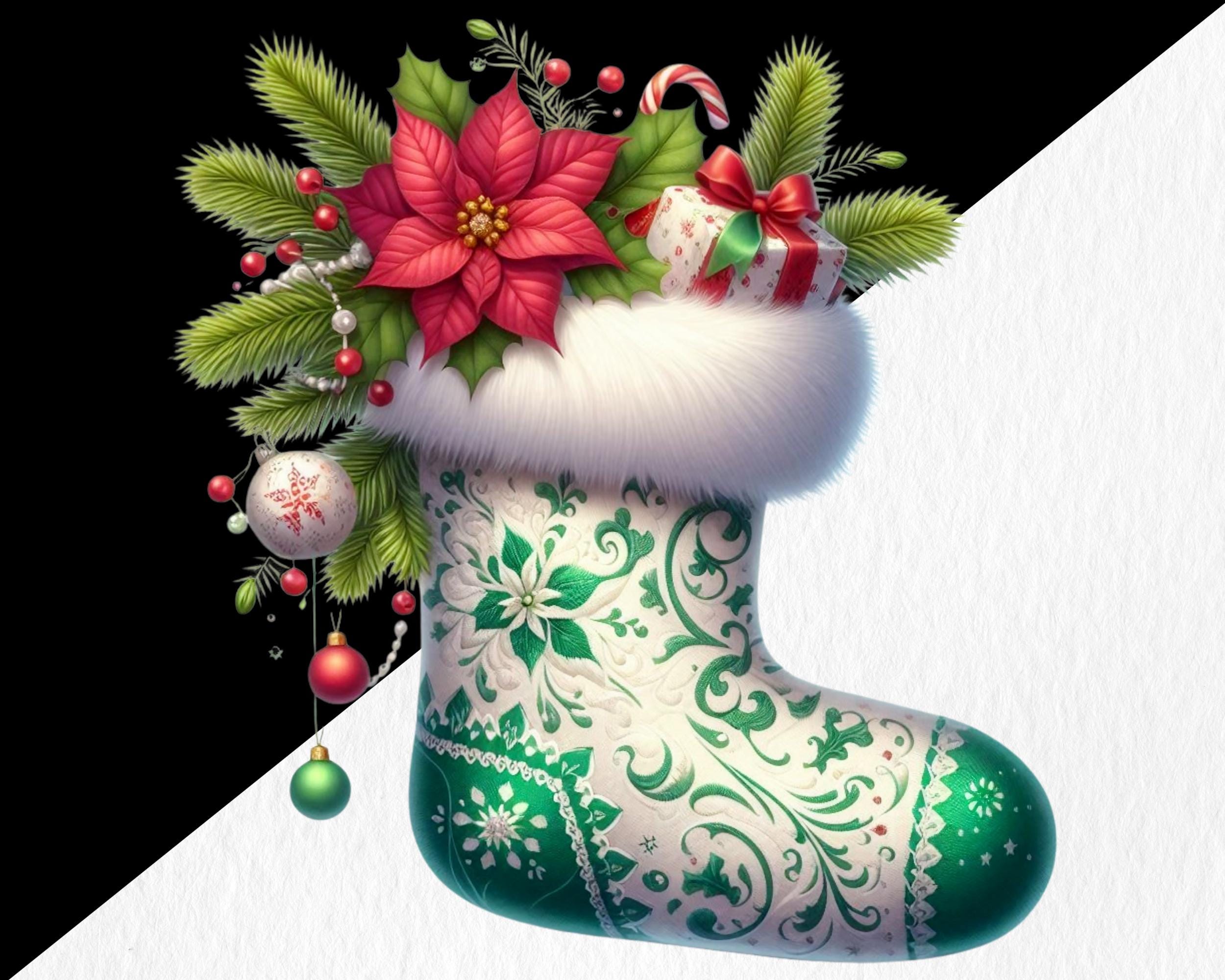 Christmas Stocking Clipart 10 High Quality PNG, JPG. DIY Card Making ...