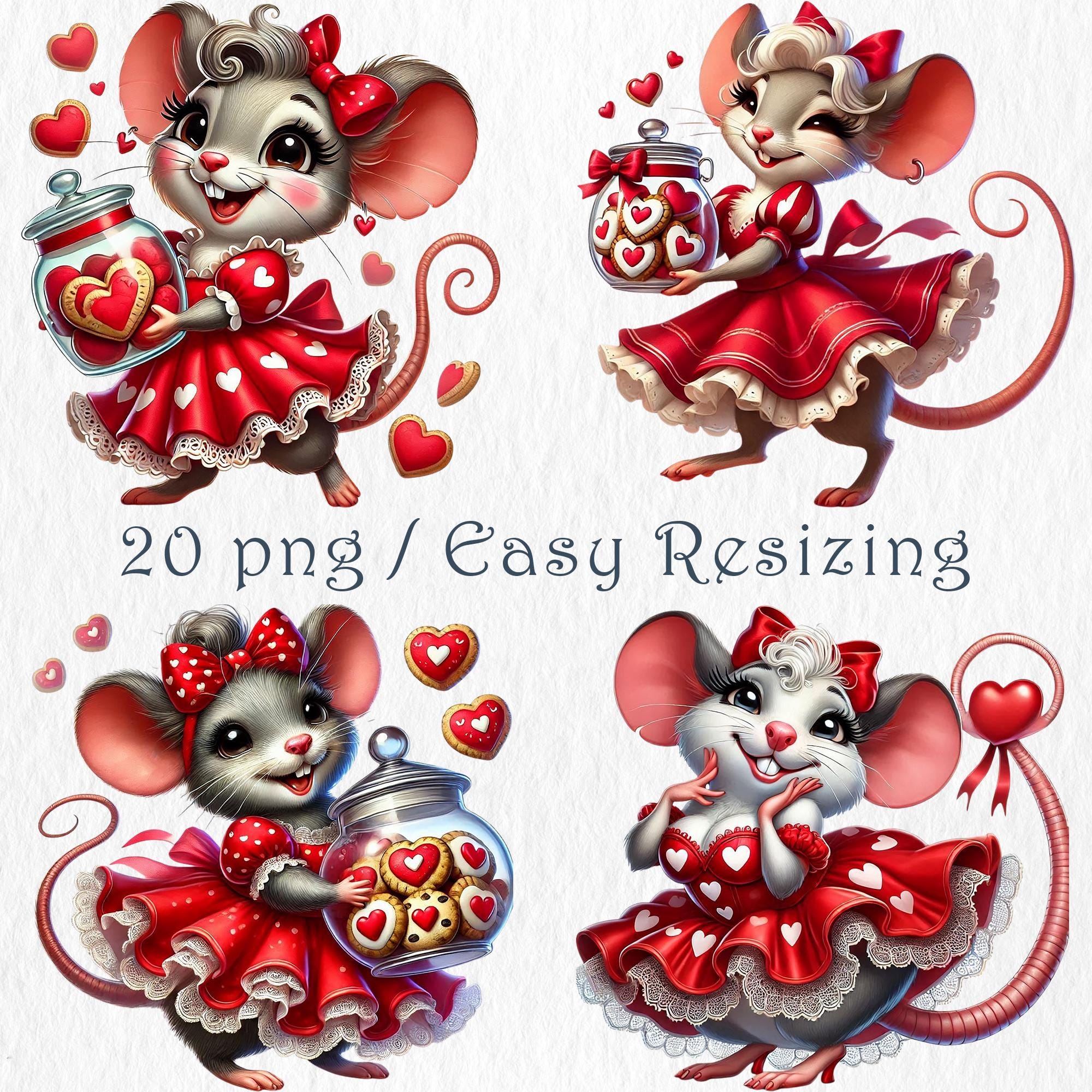Valentines Day Cute Mouse Clipart. Cute Mice With Cheese, Cookies ...