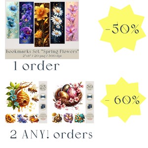 Spring Flowers Bookmarks Printable. Floral Bookmark Digital Instant ...