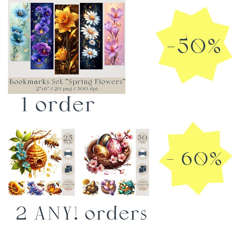 Spring Flowers Bookmarks Printable. Floral Bookmark Digital Instant ...