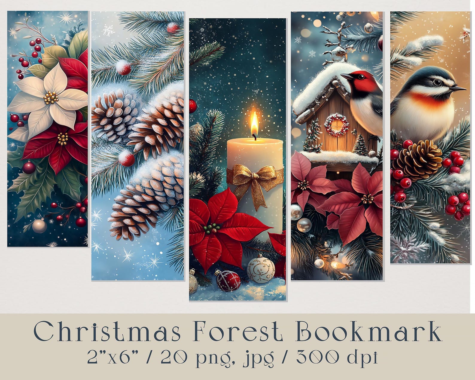 Christmas Forest Bookmarks Kit, Fantasy Holiday Design With Winter ...