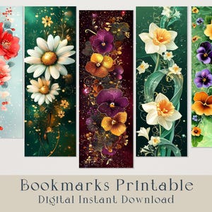 Spring Flowers Bookmarks Printable. Floral Bookmark Digital Instant ...