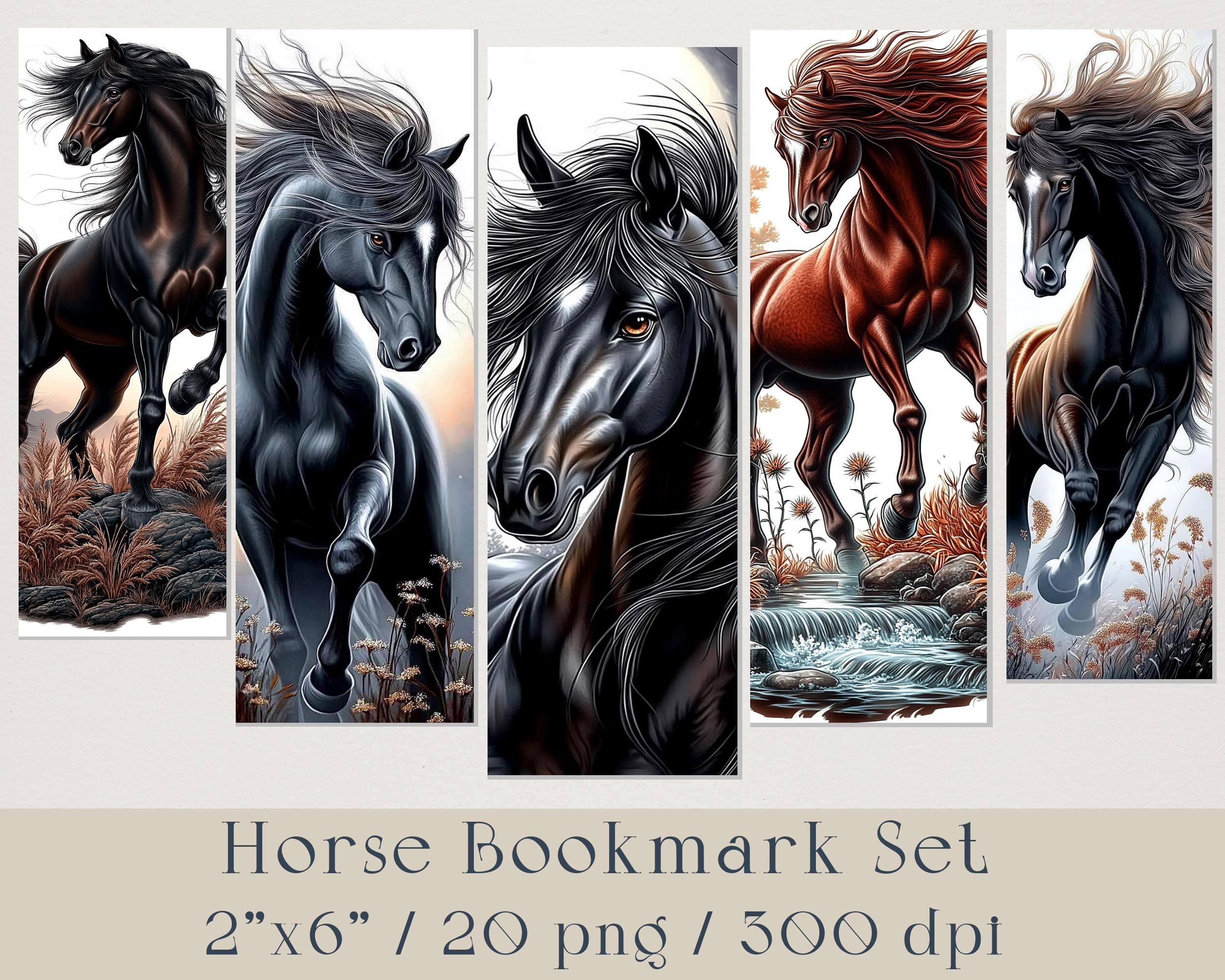 Wild Horses Bookmarks Set. Digital Printable Equestrian Art, Horse ...