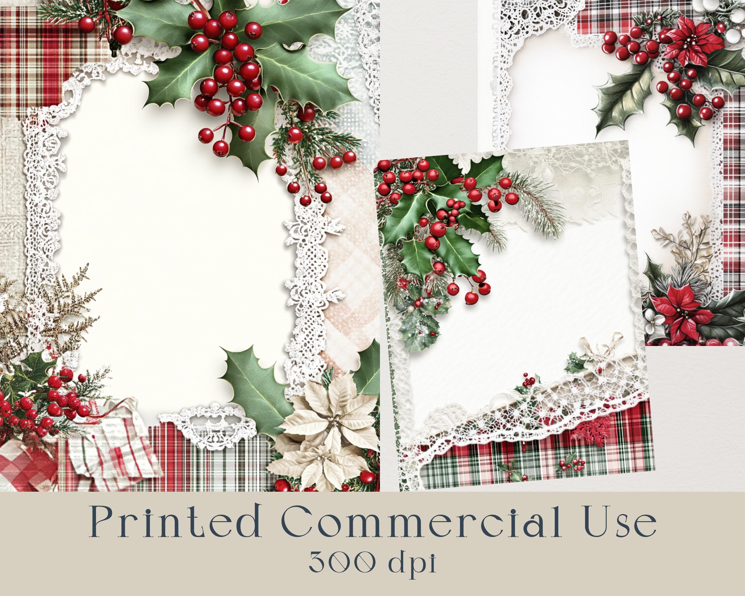 Christmas Holly Leaves Berries Printable Paper Kit, 40 Png. Vintage ...