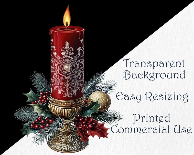 Christmas Candle Clipart Set. Festive Holiday Candles With Ornaments ...