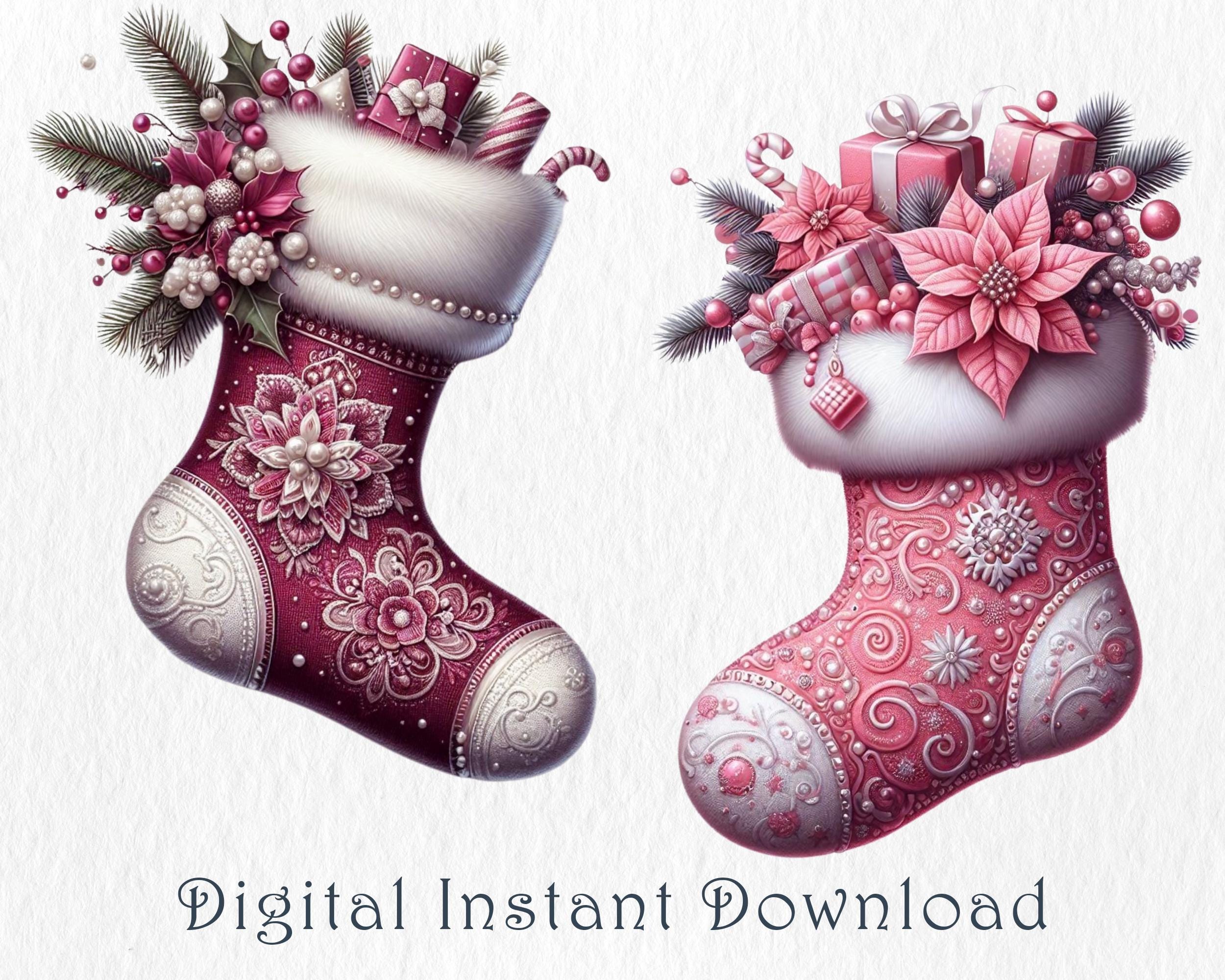 Christmas Stocking Clipart 10 High Quality PNG, JPG. DIY Card Making ...