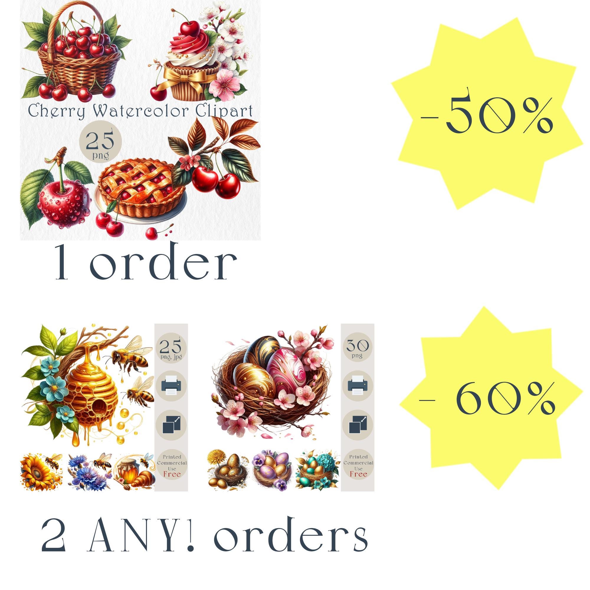 Watercolor Cherry Berry Clipart. Red Cherries 25 PNG. Cherry Berry ...