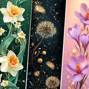 Spring Flowers Bookmarks Printable. Floral Bookmark Digital Instant ...