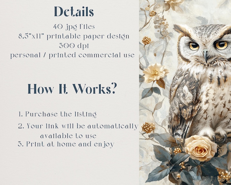 Fairytale Wise Owl, Style Floral Vintage Junk Journal Paper Bundle, Fantasy Paper, Ephemera ...