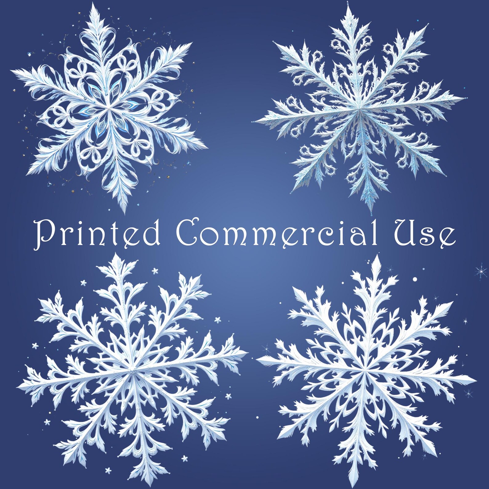 Christmas Snowflake Clipart. White Snowflakes, Moon and Crescent PNG ...